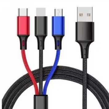 Jual kabel charger hp 3 in 1 nylon | Shopee Indonesia