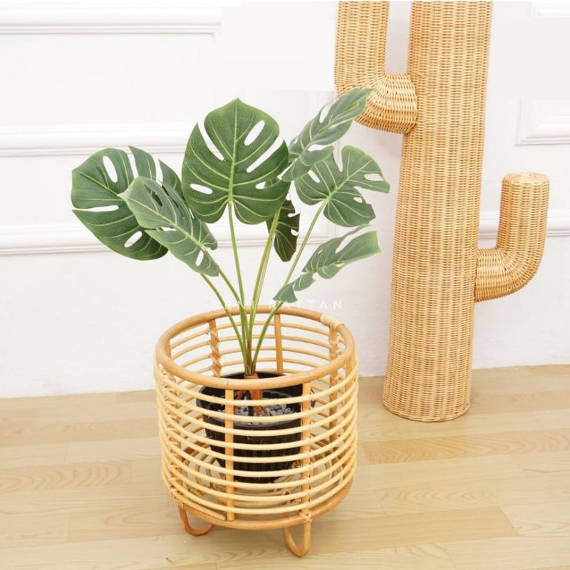 Jual Planter Rotan Natural Tempat Standing Pot / Dudukan Vas Bunga ...
