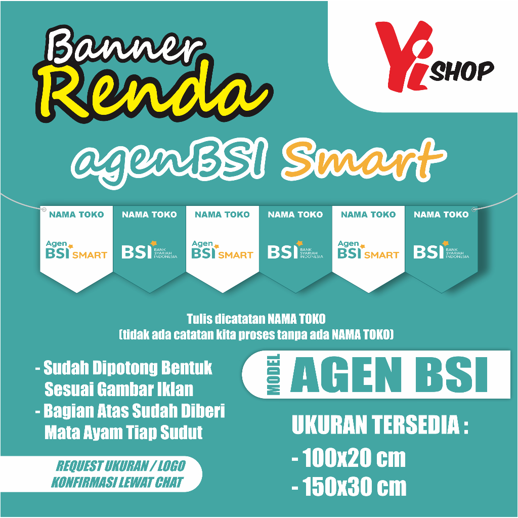 Jual Spanduk Banner Renda AGEN BSI Konter Top Up Game Bank Provider Custom | Shopee Indonesia