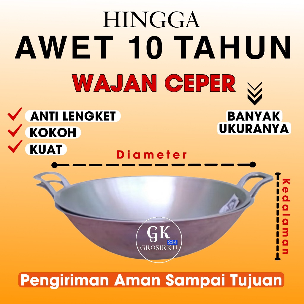 Jual ( BISA COD ) Wajan kuali Bentuk Ceper Penggorengan anti lengket ...