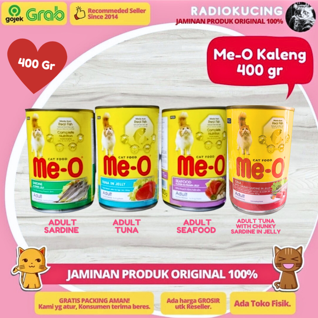 Jual Me-O Meo Can Adult 400 gr Wet Food Rasa Tuna Seafood Sardine Wet ...