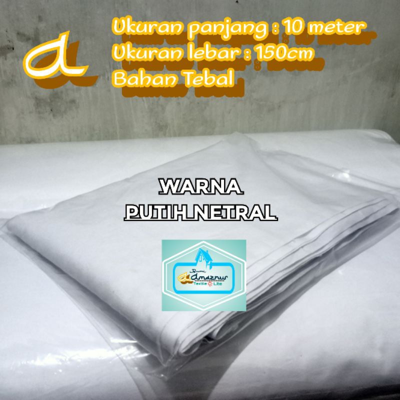 Jual Kain Kafan Mori Putih Netral L-150 x P-10meter (Tebal) | Shopee ...