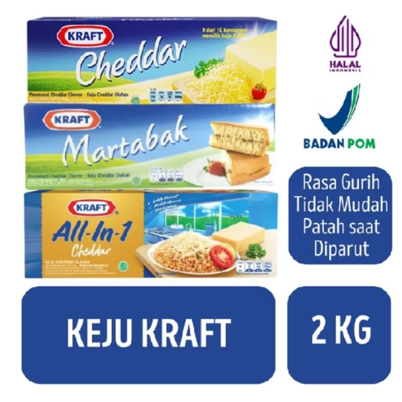 Jual Keju KRAFT Cheddar Blok 2kg All Variant | Shopee Indonesia