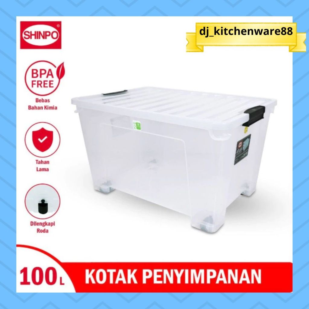 Jual Box Container Shinpo CB 100/115 Liter Roda Bening Transparan Kotak ...