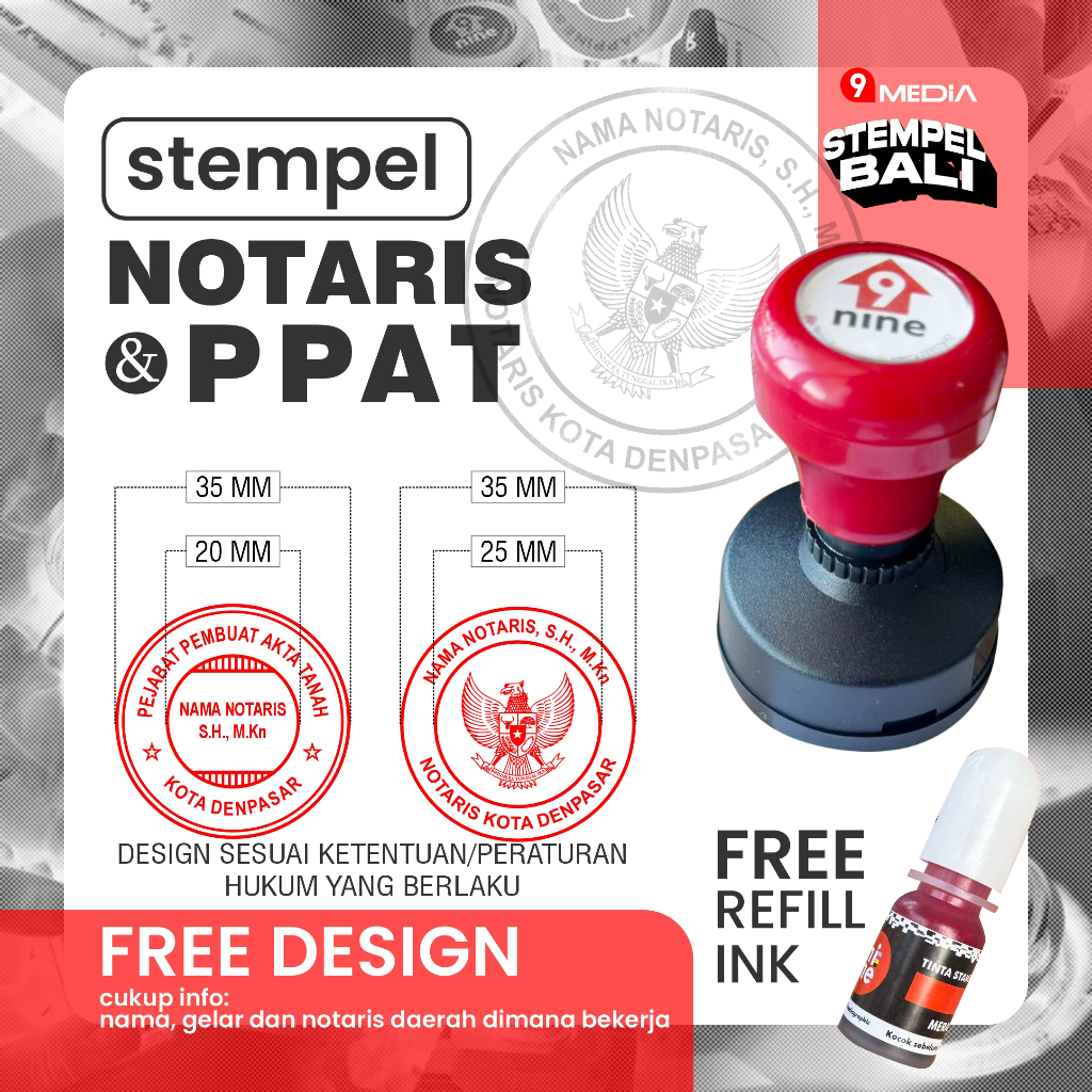 Jual STEMPEL FLASH NOTARIS & PPAT CUSTOM FREE DESAIN FREE REFILL INK ...