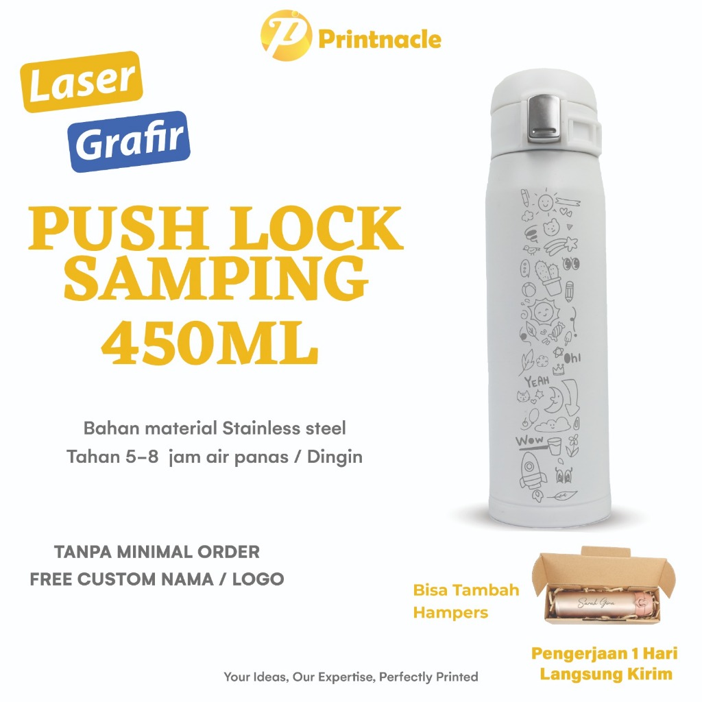 Jual Custom Tumbler Cetak Laser Grafir Logo PushLock Samping 450ML ...