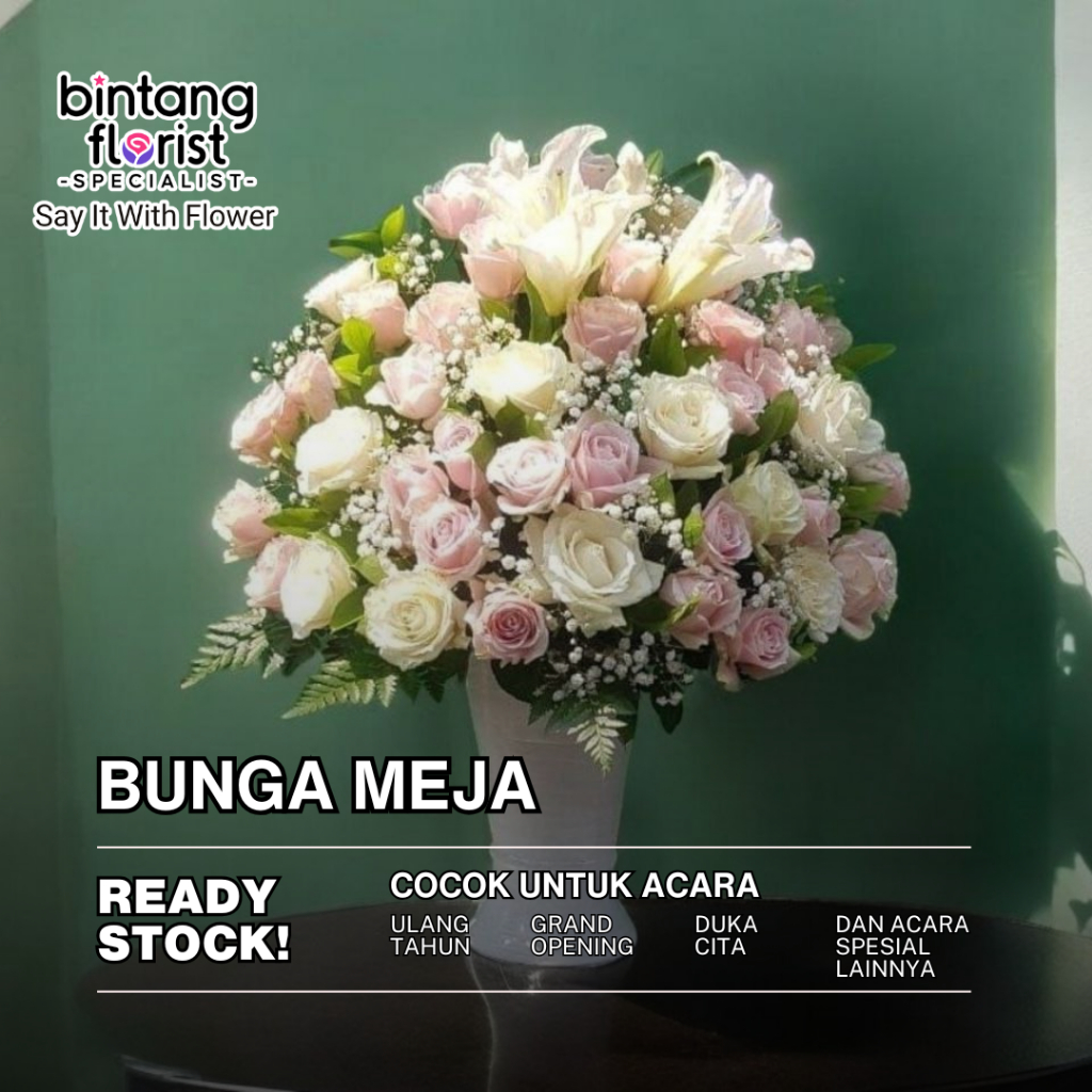 Jual Rangkaian Bunga Meja Segar Asli + Vas Malang Untuk Segala Acara ...