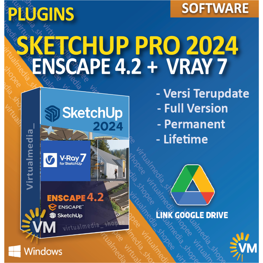Jual JUAL PAKET SKETCHUP 2024 ENSCAPE 4 VRAY 7 ARCHITEC RENDER V-RAY ...
