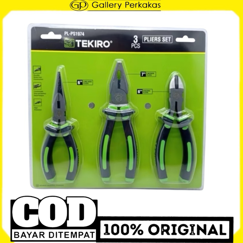 Jual Tekiro paket 3 pcs Tang kombinasi 7 inch / Tang potong 6 inch / tang lancip 6 inch Tang set ...