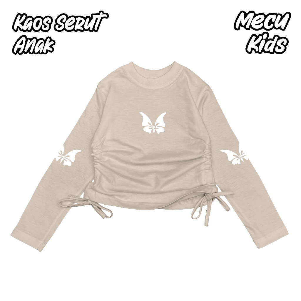 Jual Baju Kaos Crop Serut Anak MECUKIDS dengan Motif 3 BUTTERFLY ...