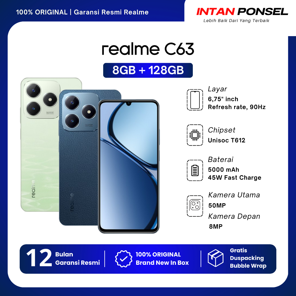 Jual Realme C63 8GB+8GB/128GB - 5000mAh 45W Fast Charge - Air Gesture Control - Garansi Resmi ...