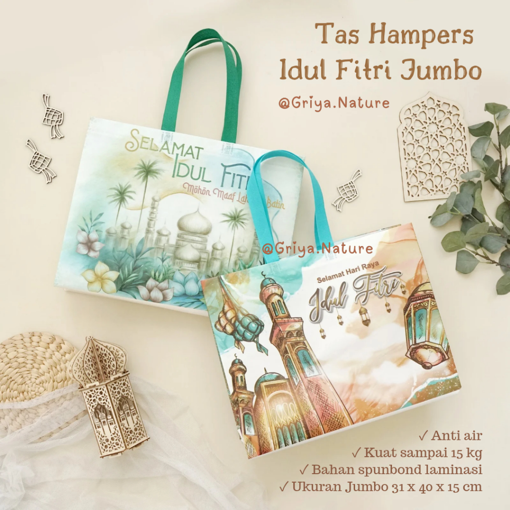 Jual [COD] GRIYA NATURE | Tas Lebaran Idul Fitri Laminasi LEBAR JUMBO 31x40x15cm BESAR Muat ...