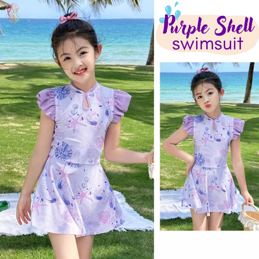 Jual Purple Shell Swimsuit | Baju Renang Anak Perempuan | Swimwear Anak ...