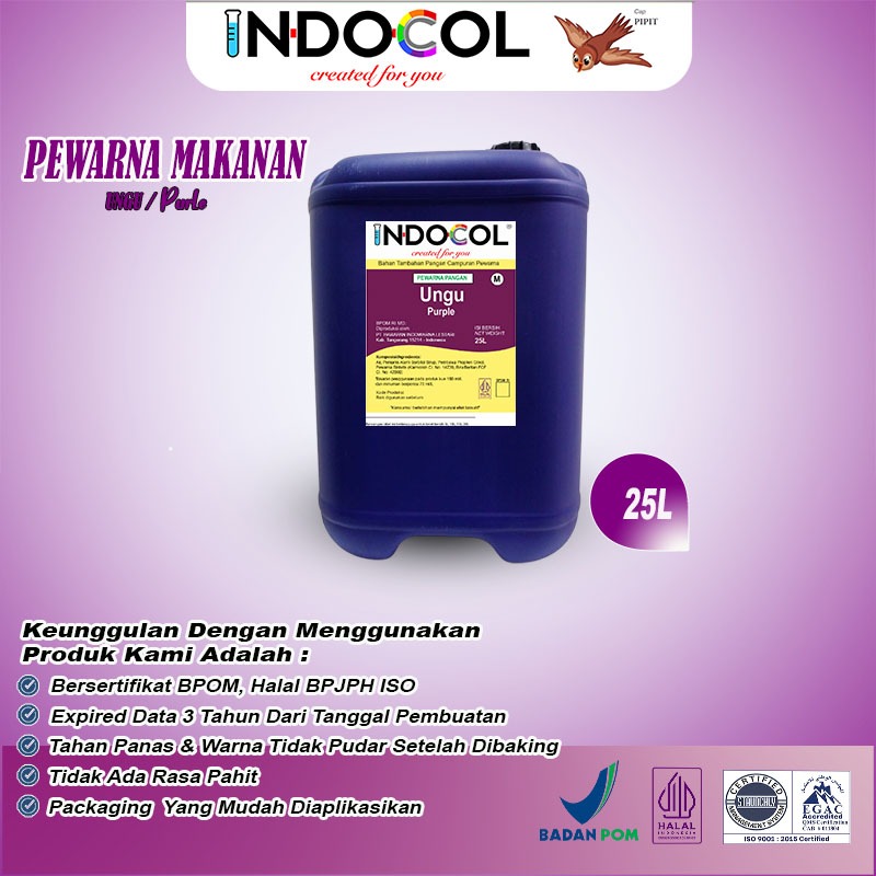 Jual INDOCOL PEWARNA MAKANAN CAIR UNGU (25 LITER) | Shopee Indonesia