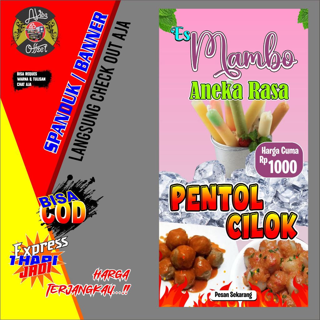 Jual SPANDUK BANNER ES MAMBO 2 CILOK PENTOL | Shopee Indonesia