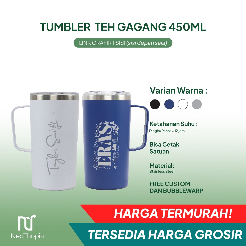 Jual Custom Mug Coffe Cup Cangkir Teh Gagang 450ml Cetak 1 Sisi Laser ...