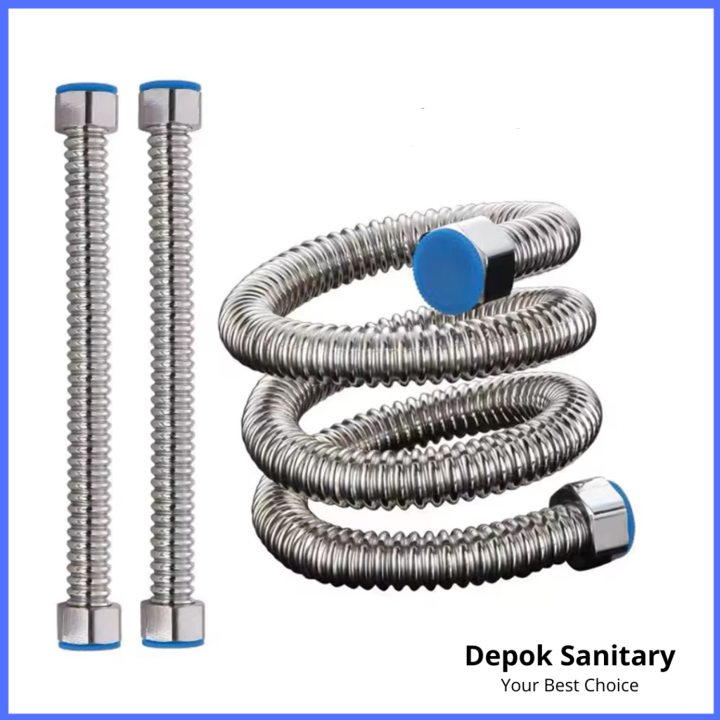 Jual SELANG FLEXIBLE KAKU AIR PANAS DINGIN WATER HEATER STAINLESS NO KARAT | Shopee Indonesia