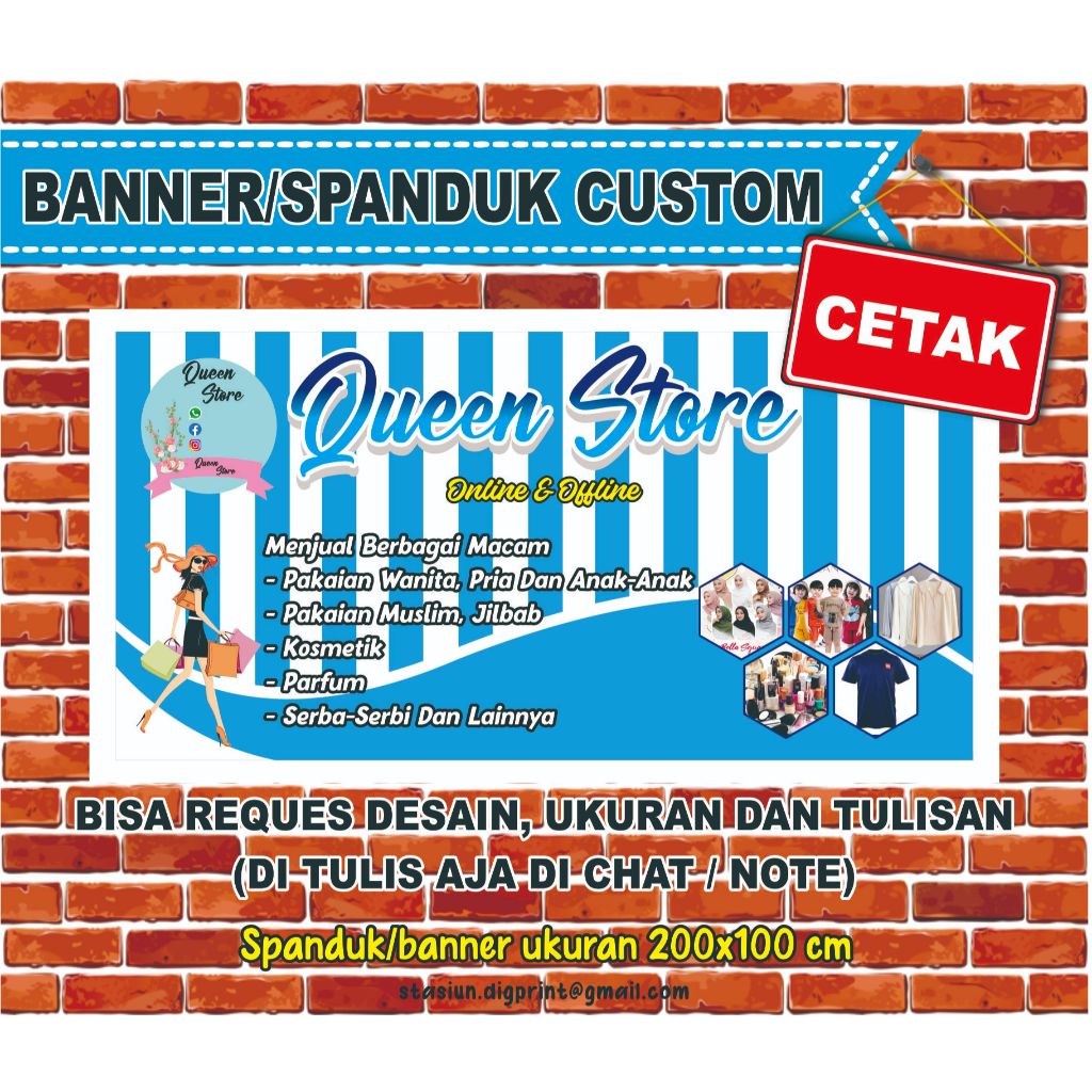 Jual Spanduk Banner, Olshop Custom, Free Desain | Shopee Indonesia