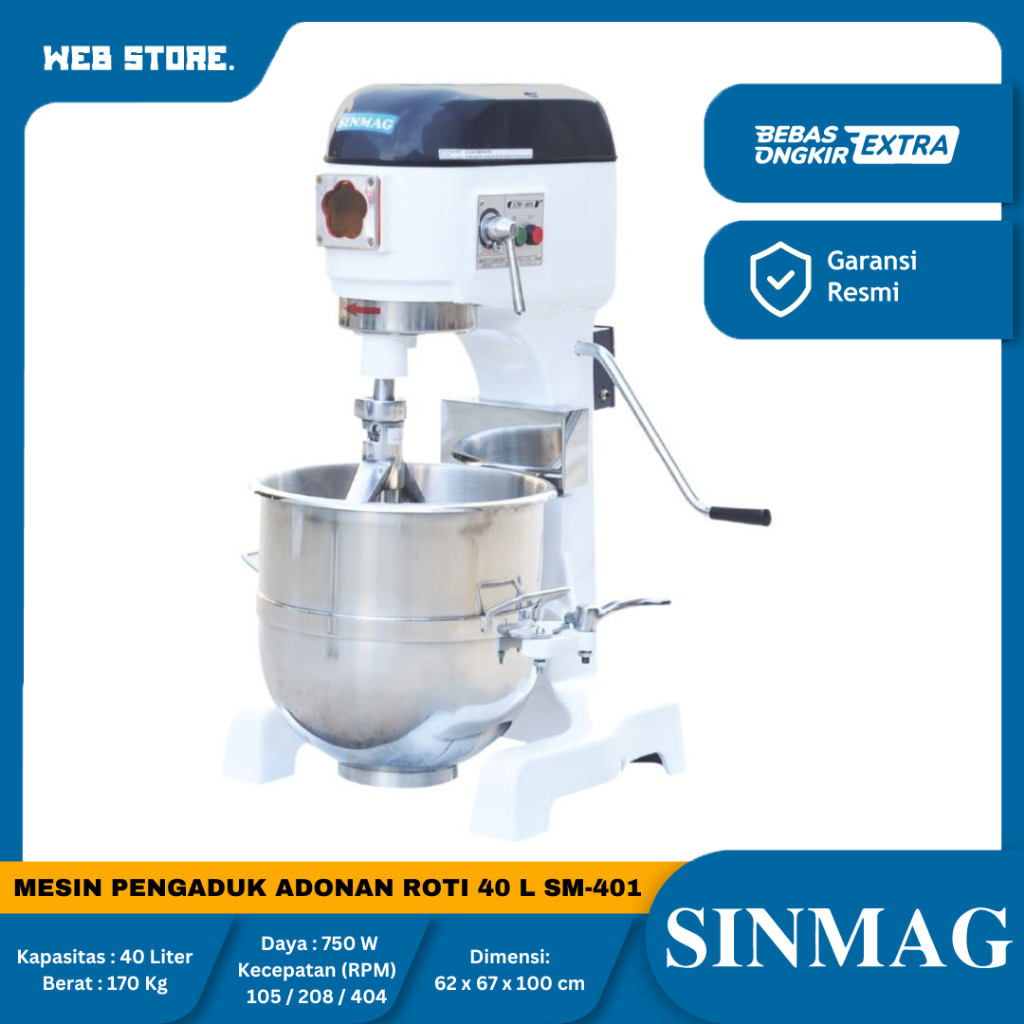 Jual Planetary Dough Mixer 40 Liter Mesin Pengaduk Adonan Roti SINMAG ...