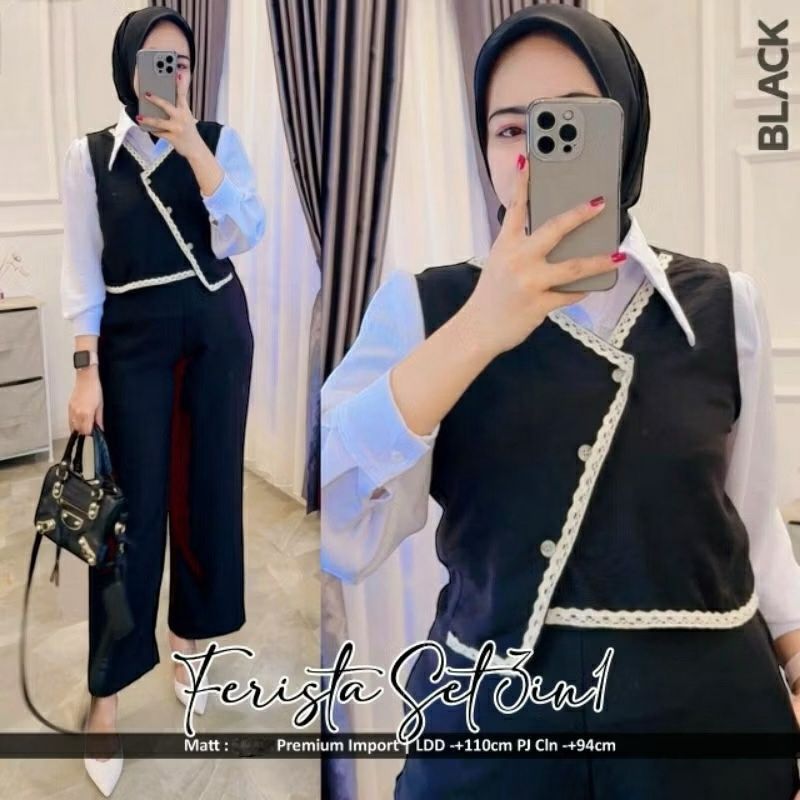 Jual FERISTA SET VEST MIX RENDA CRINKLE AIRFLOW LD 110 // SETELAN VEST ...
