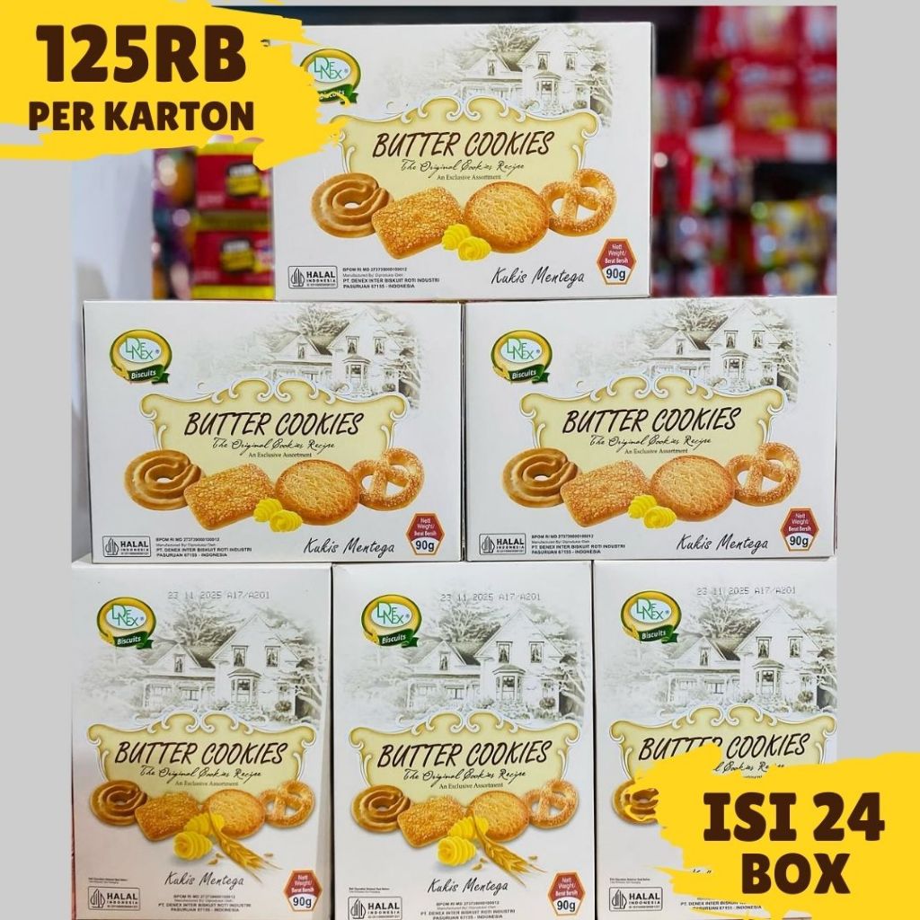 Jual BUTTER COOKIES DENEX 90GR ISI 24 BOX PER KARTON SNACK HANTARAN ...