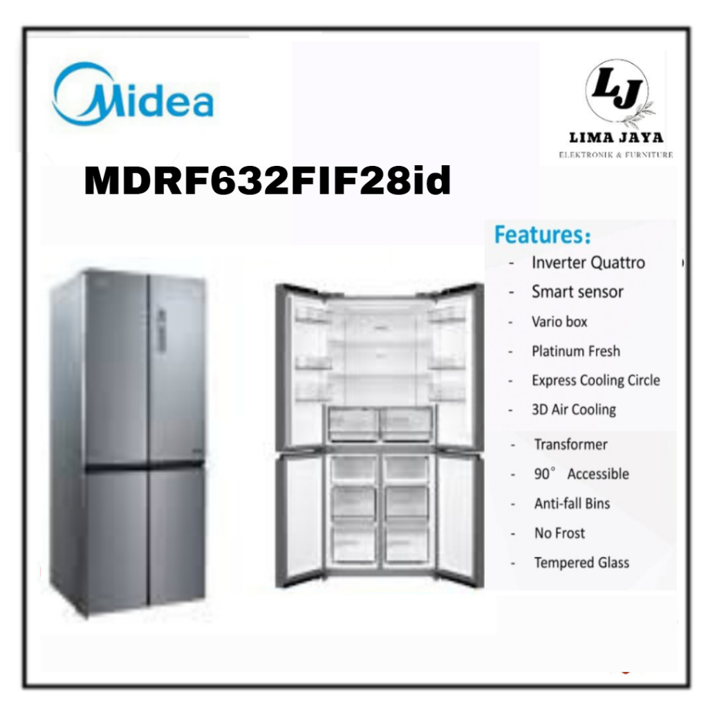 Jual KULKAS 4 PINTU SIDE BY SIDE MIDEA MDRF632FIF28ID Kulkas Empat ...
