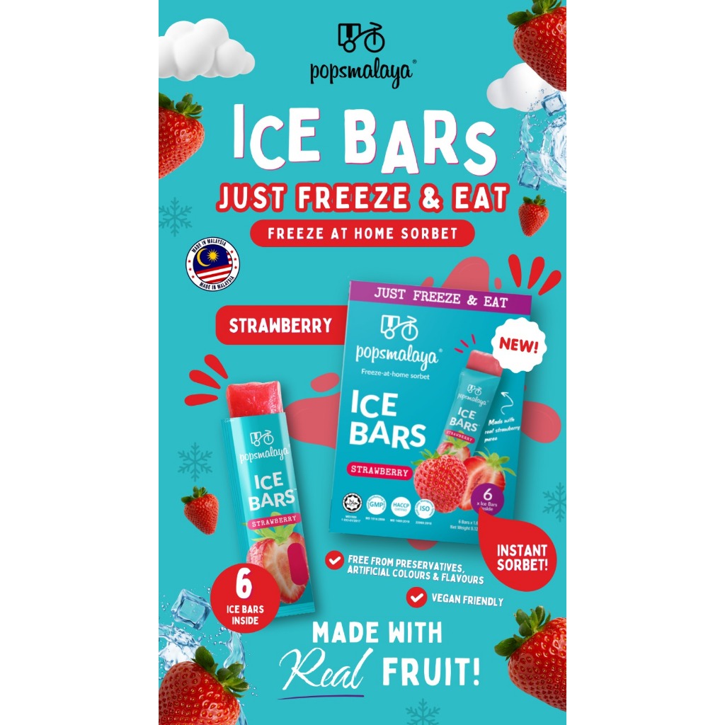 Jual Pop's Malaya Ice Bars Strawberry isi 6 stick (45ml x 6 Ice Bars ...
