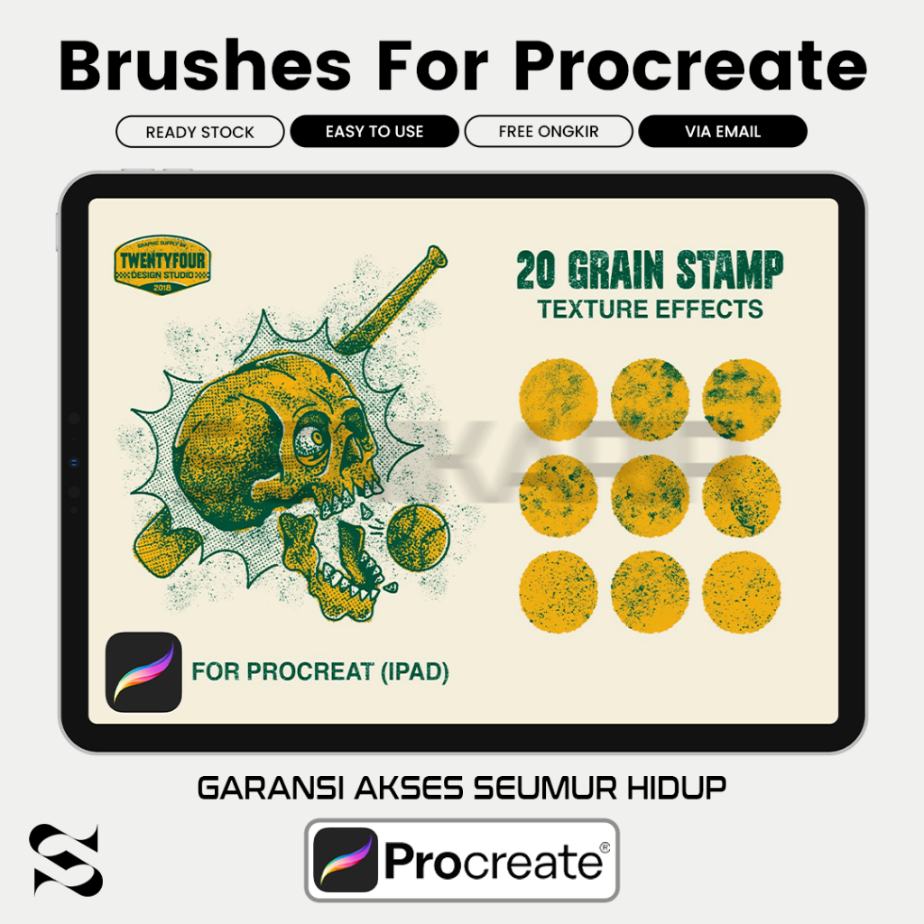 Jual Procreate Brushes - 20 Grain Stamp Brushes For Procreate | Shopee ...
