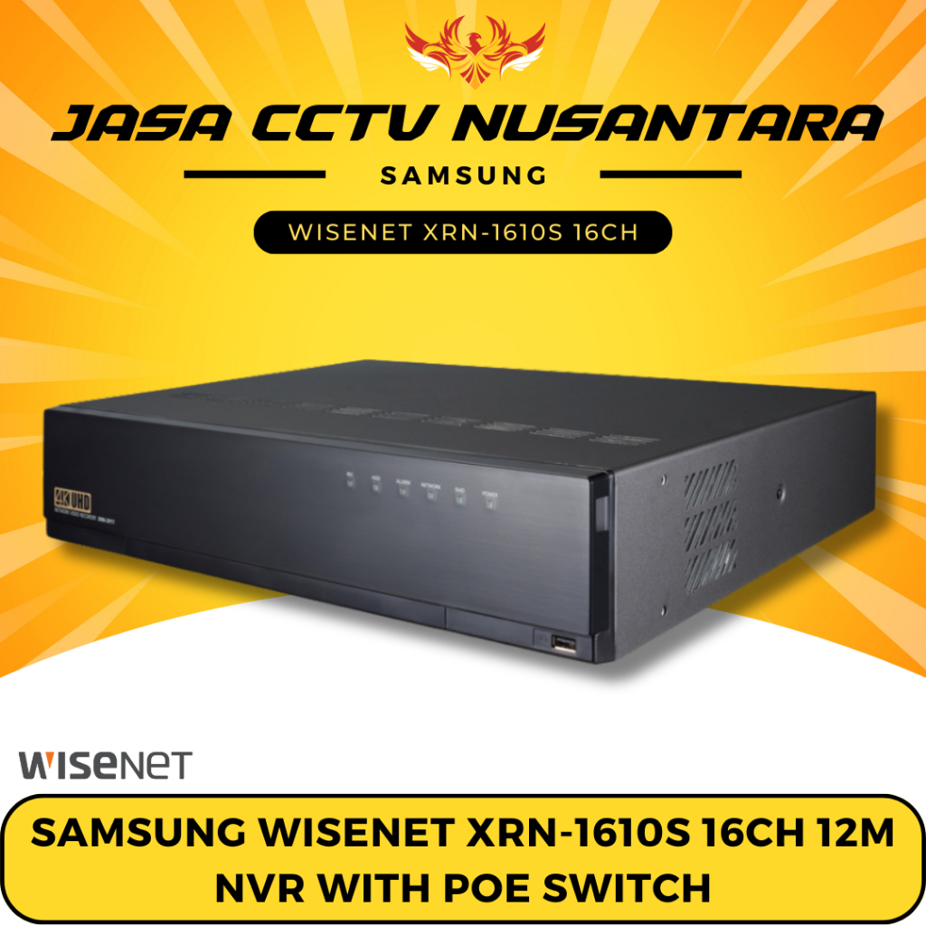 Jual Samsung Wisenet XRN-1610S 16CH 12M NVR with PoE switch | Shopee Indonesia