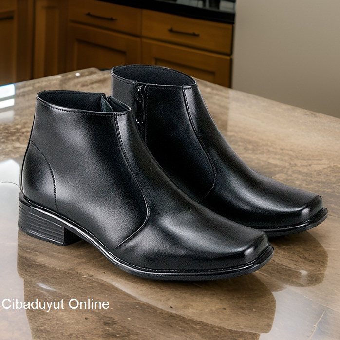 Jual Sepatu Boots Formal Wanita PDH Kulit Hitam Hak 3cm tersedia size ...