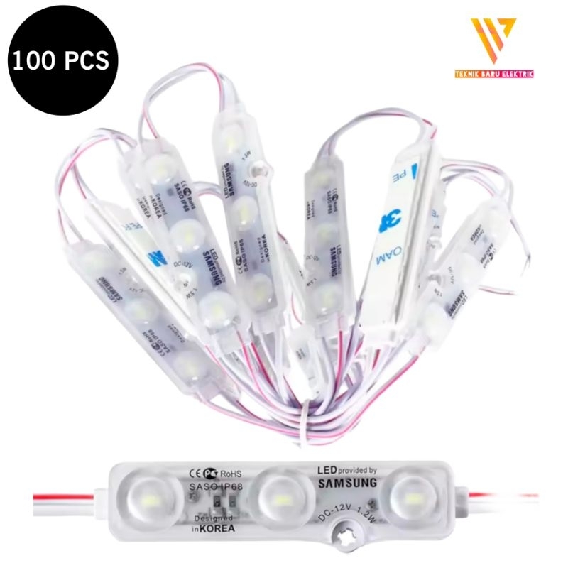 Jual LED MODUL SAMSUNG 12V 1.5W 100 PCS / 3 MATA 6618 LENSA 5670 SASO IP68 NEON BOX PLAPON ...