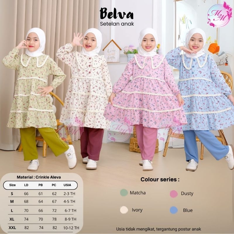 Jual RESTOK BELVA Set Tunik Anak Perempuan 2-12 tahun ori M2M One Set ...