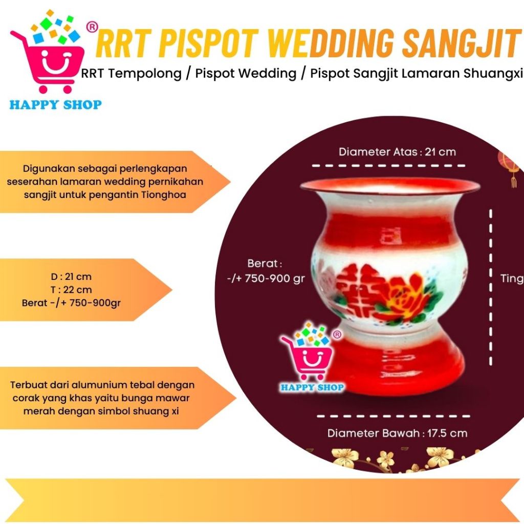 Jual RRT Tempolong / Pispot Wedding / Pispot Sangjit Lamaran Shuangxi ...