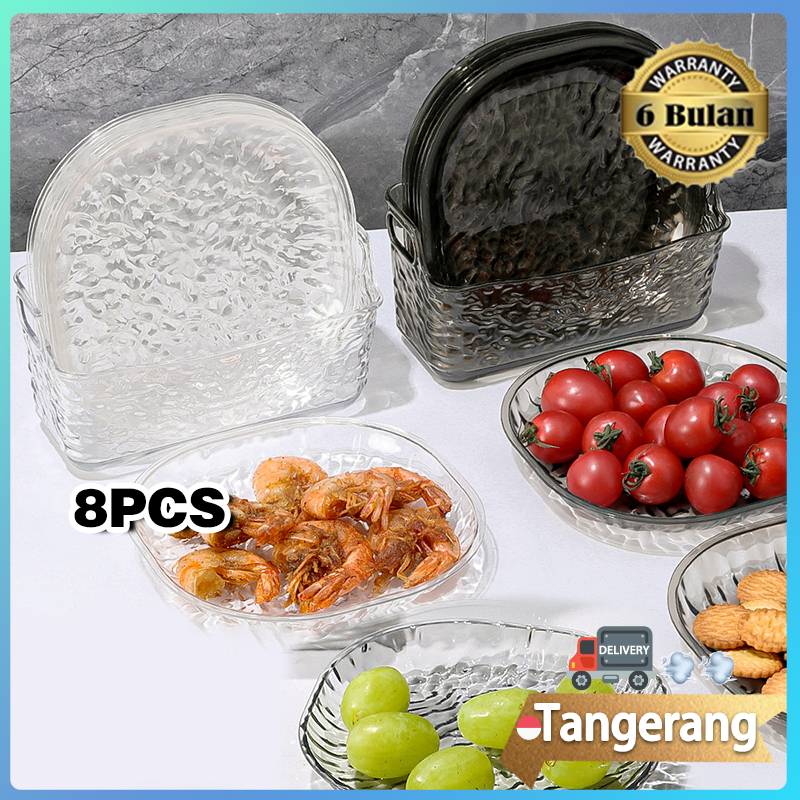 Jual 8Piring + 1 Holder Piring Buah Snack Dish Plate Piring Saji ...