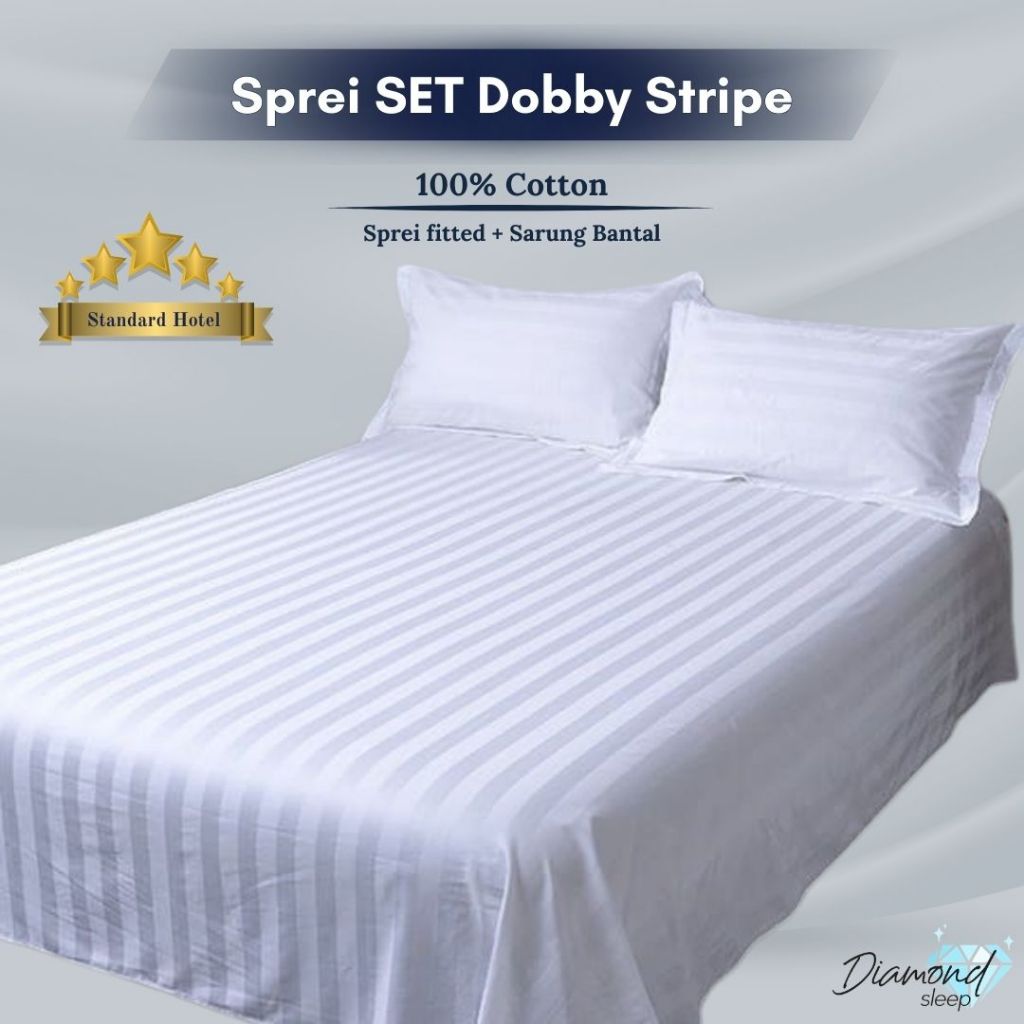 Jual SPREI Hotel Bintang 5 SET Dobby Stripe 100% Katun | Shopee Indonesia