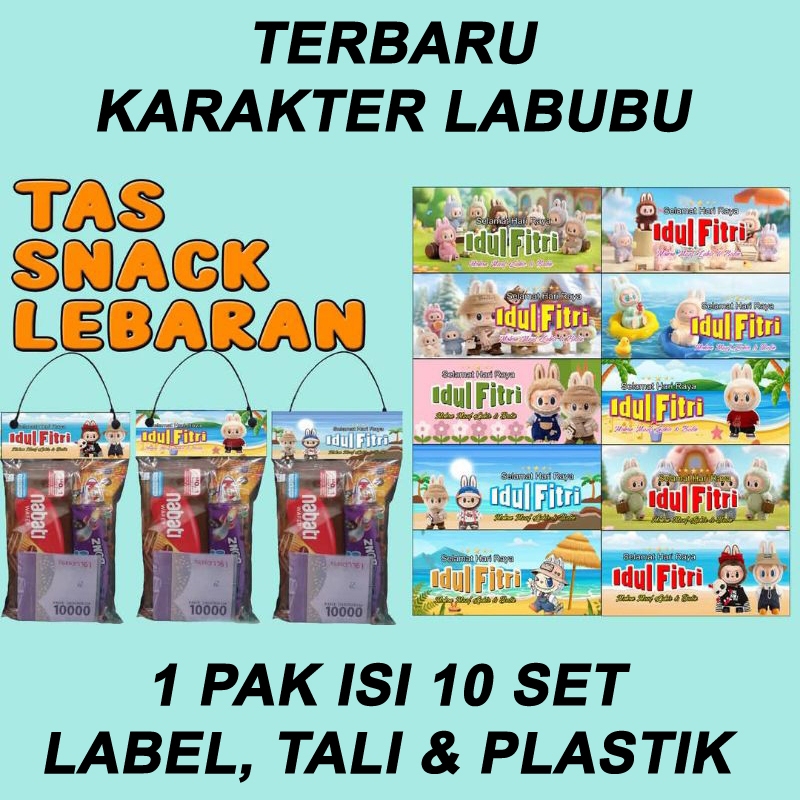 Jual 10 TAS SNACK LEBARAN PLASTIK LABEL DAN TALI BISA UNTUK THR ULANG ...