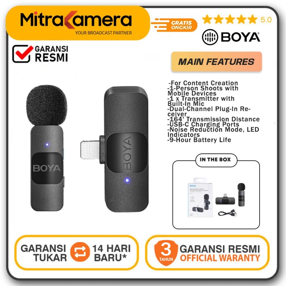 Jual Boya BY V1 Wireless Lavalier Microphone for IOS iPhone | Shopee ...