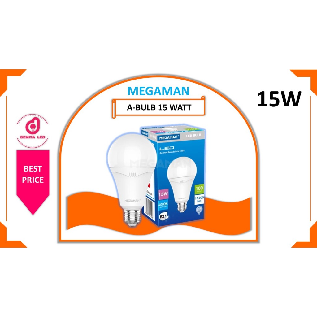 Jual LAMPU LED A-BULB 15 WATT MEGAMAN PUTIH | Shopee Indonesia