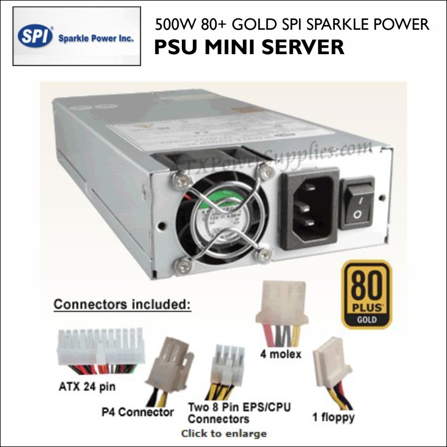 Jual (BARU) PSU SERVER 1U CASE MINI 500W 80+ GOLD SPI SPARKLE POWER ...