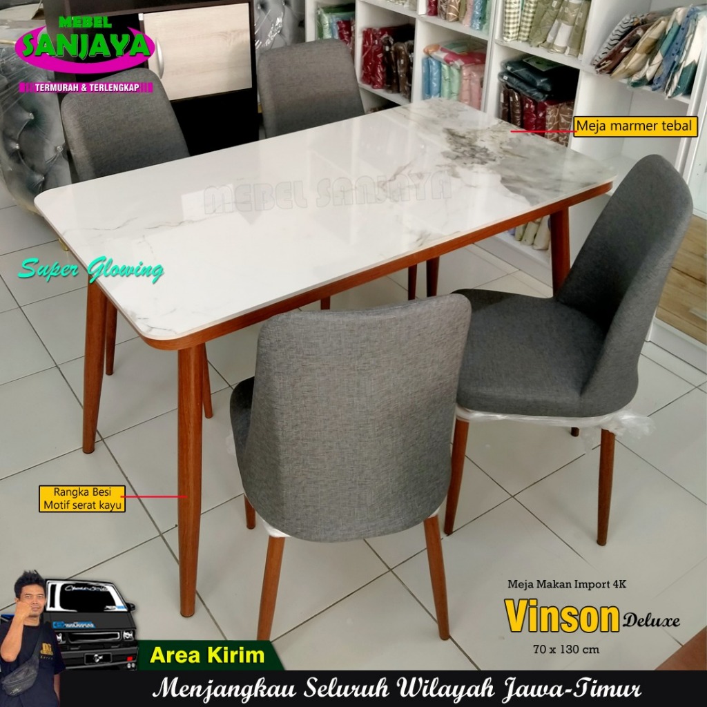 Jual Meja Makan Import 4 Kursi, Rangka Besi + Daun Meja Marmer ...