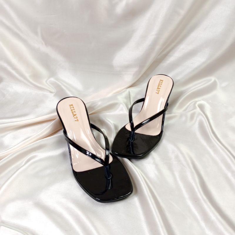 Jual sendal heels hak tahu 5cm model jepit kekinian | Shopee Indonesia
