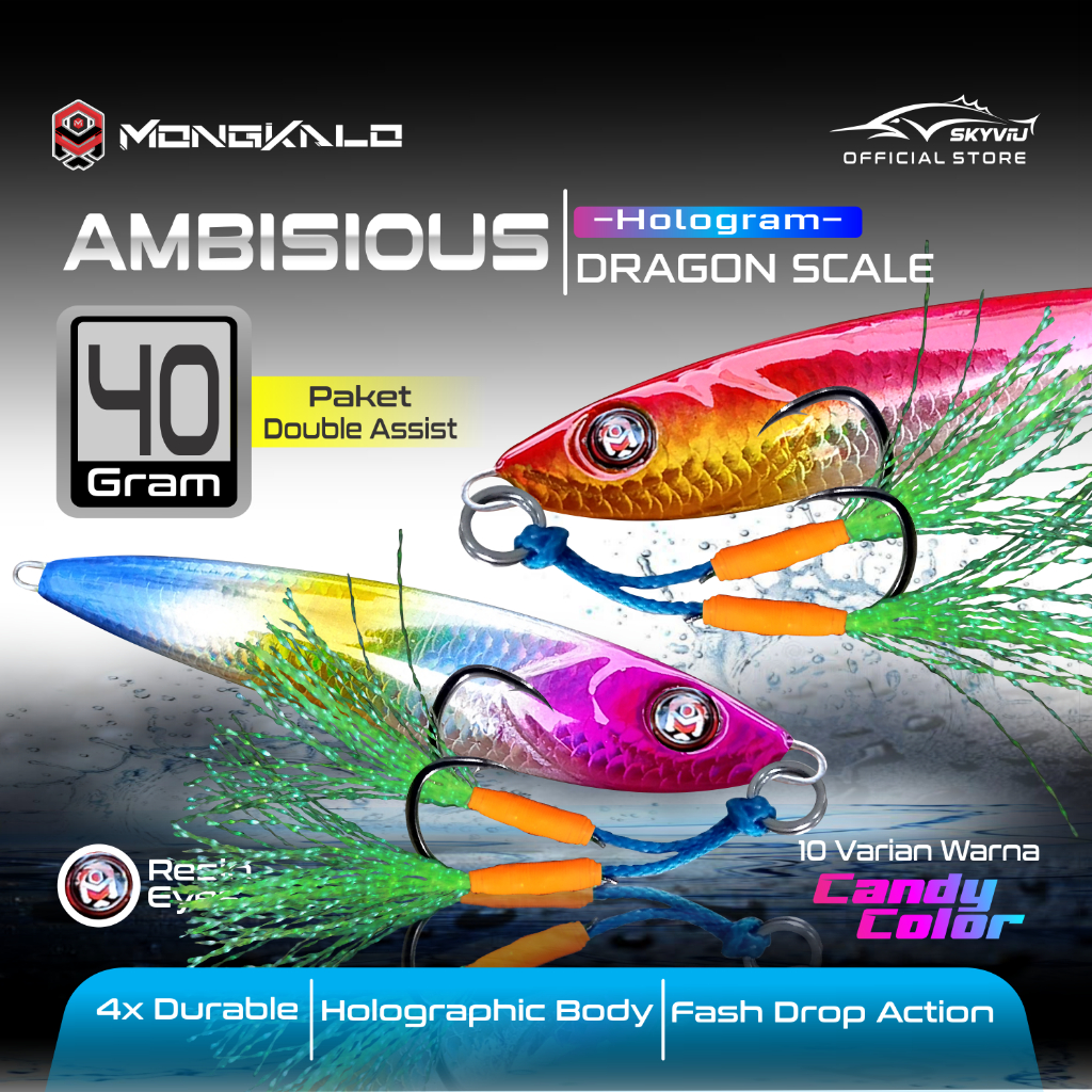 Jual Metal Jig Lure 40 Gram MONGKALO AMBISIOUS 40gr Hologram Sisik Killer 1 Set Double SIngle ...