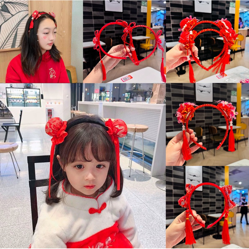Jual BDO-2892 CNY 2025 BANDO POM POM FLOWER MERAH AKSESORIS IMLEK ...