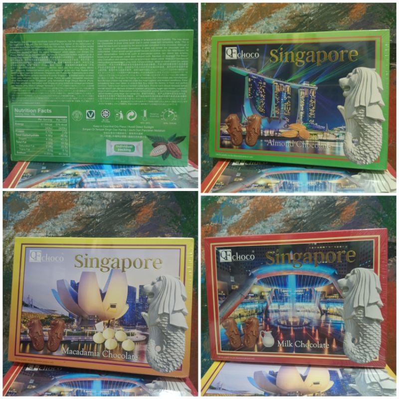 Jual QFChoco 75gr Singapore Merlion Chocolate Box Milk Almond Macadamia ...