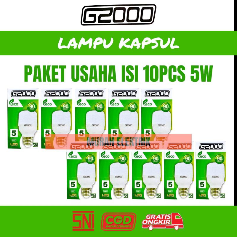Jual (Paket Isi 10PCS) Lampu LED G2000 5W 10W 15W 20W 30W 40W Bohlam Kapsul E27 Putih 6.500K ...
