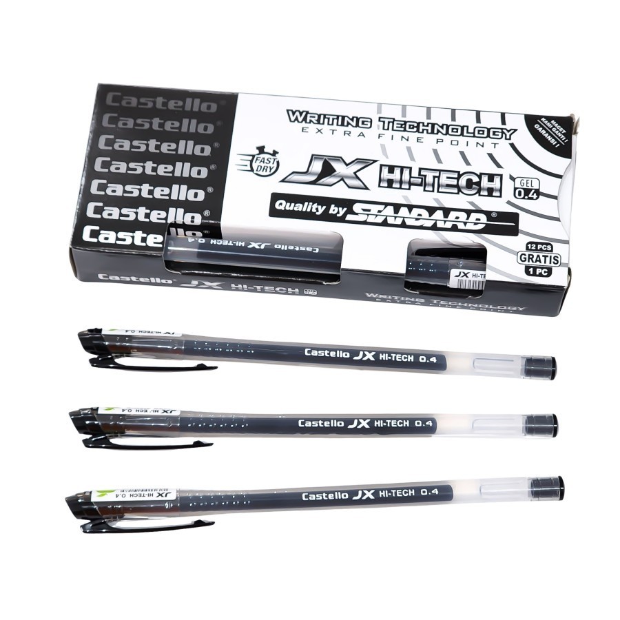 Jual PULPEN STANDARD CASTELLO JX HI-TECH / PULPEN APEL HITECH GEL BLACK ...