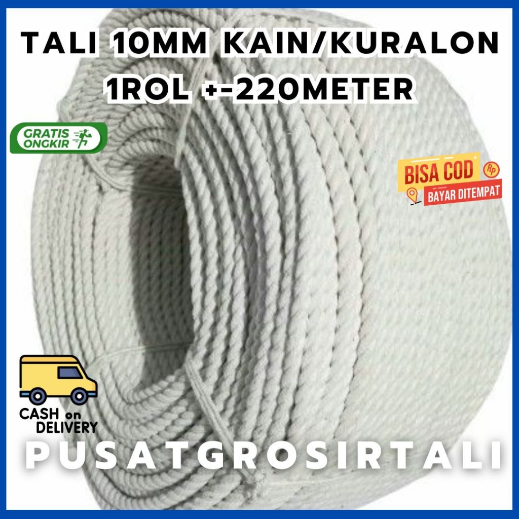 Jual TALI TAMBANG BAHAN KAIN 10MM / TAMBANG 10MM / TAMPAR 10MM / TALI ...