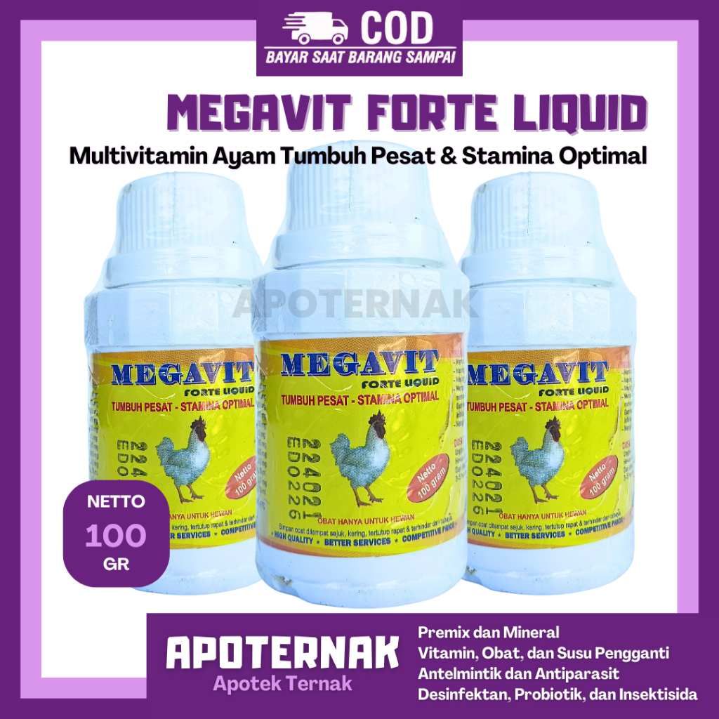 Jual MEGAVIT FORTE 100ML M2P - Vitamin Ayam Cair untuk Stamina Daya ...