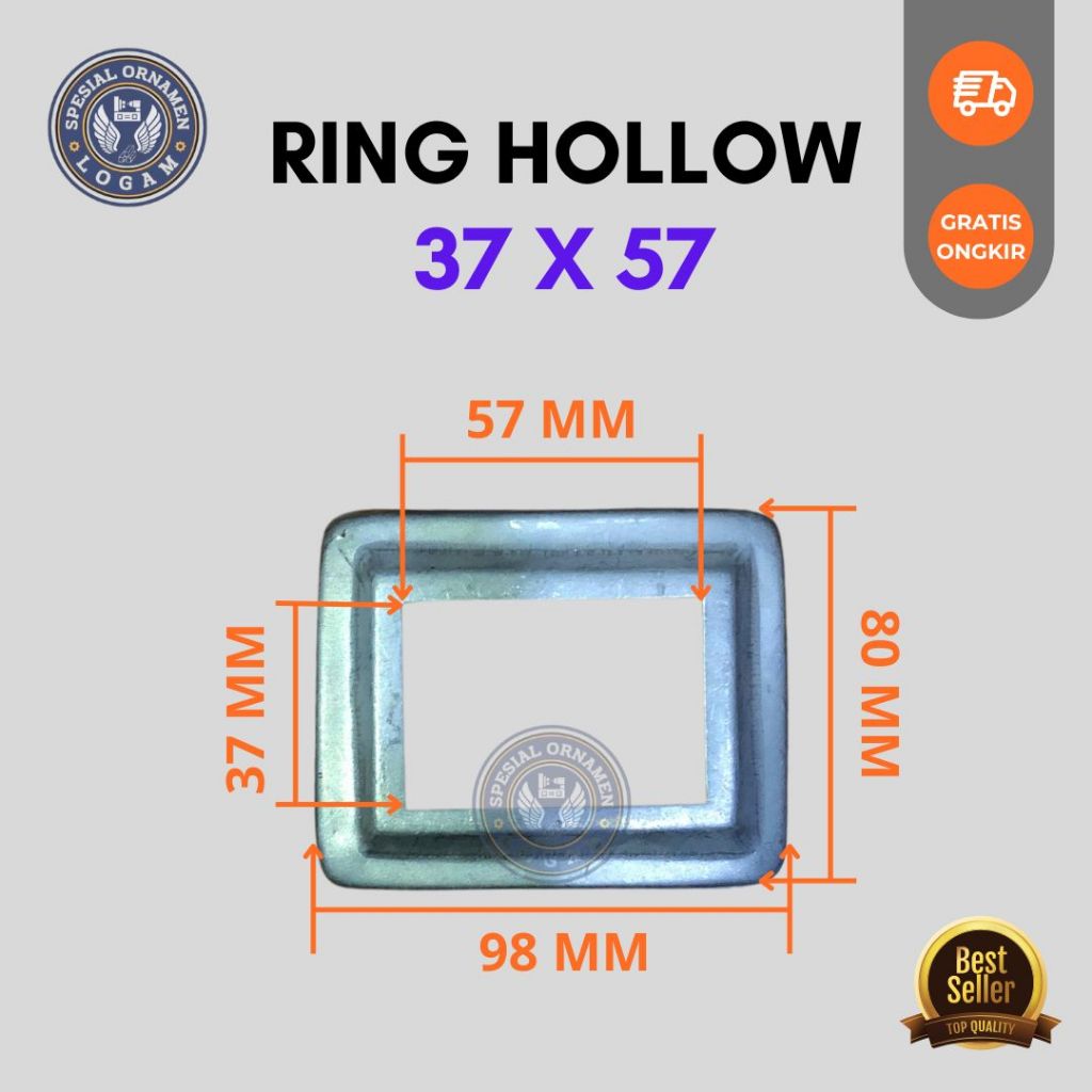 Jual Ring hollow ukuran 37X57 mm besar / besi plat tapak hollow ...