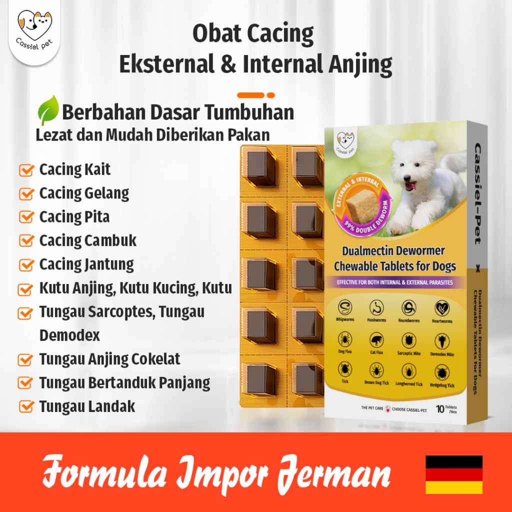 Jual Cassiel Pet Obat Kutu & Cacing Anjing Tablet Kunyah Mengobati dan ...